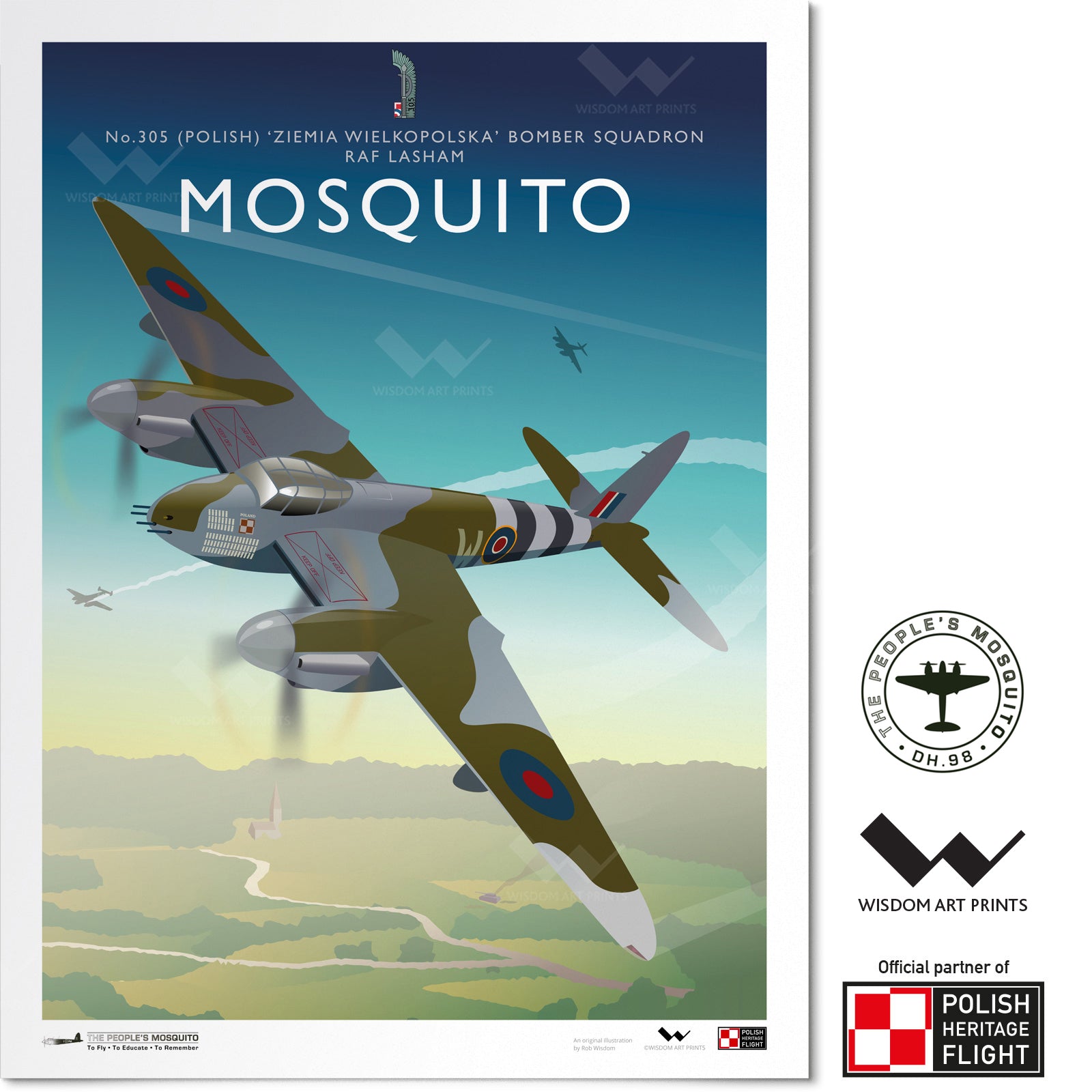 de Havilland Mosquito (No. 305 Squadron) Art Print – Wisdom Art Prints