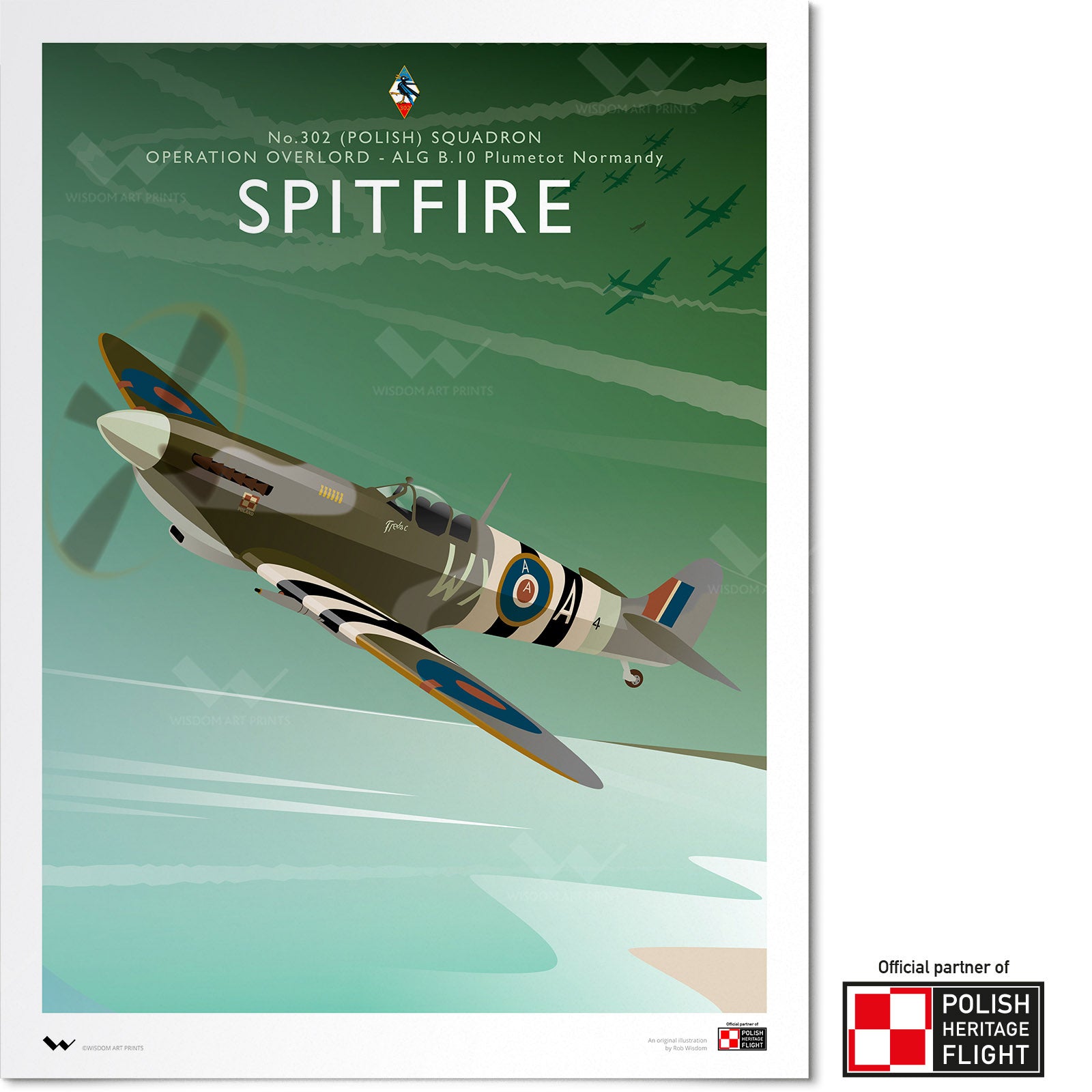 Supermarine Spitfire (No. 302 Squadron) Art Print – Wisdom Art Prints
