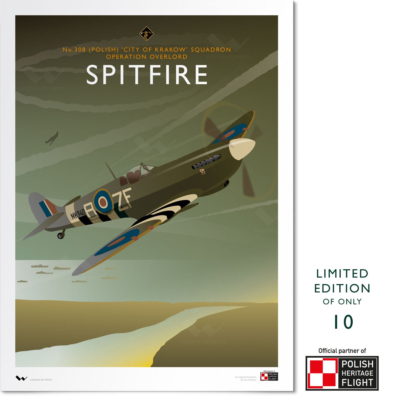 Spitfire (No. 308 Squadron RAF) Limited Edition – Wisdom Art Prints