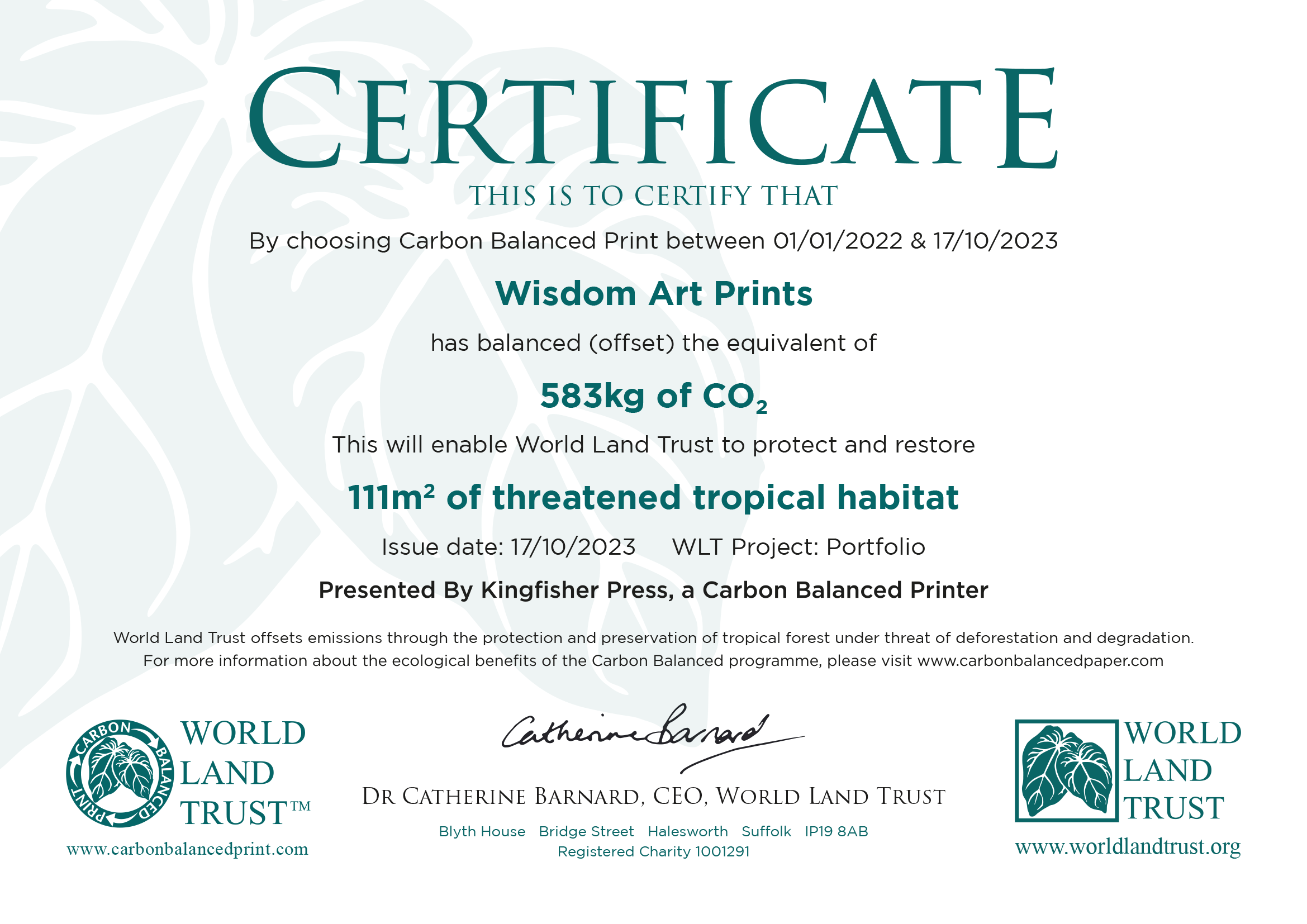 Environmental Statement – Wisdom Art Prints